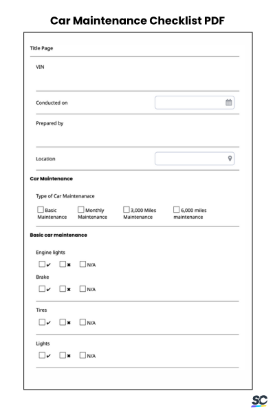 7 Free Car Maintenance Checklist PDF | SafetyCulture