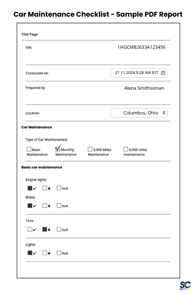 7 Free Car Maintenance Checklist PDF | SafetyCulture