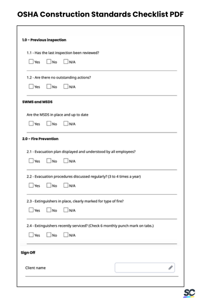 10 OSHA Inspection Checklist PDFs | SafetyCulture
